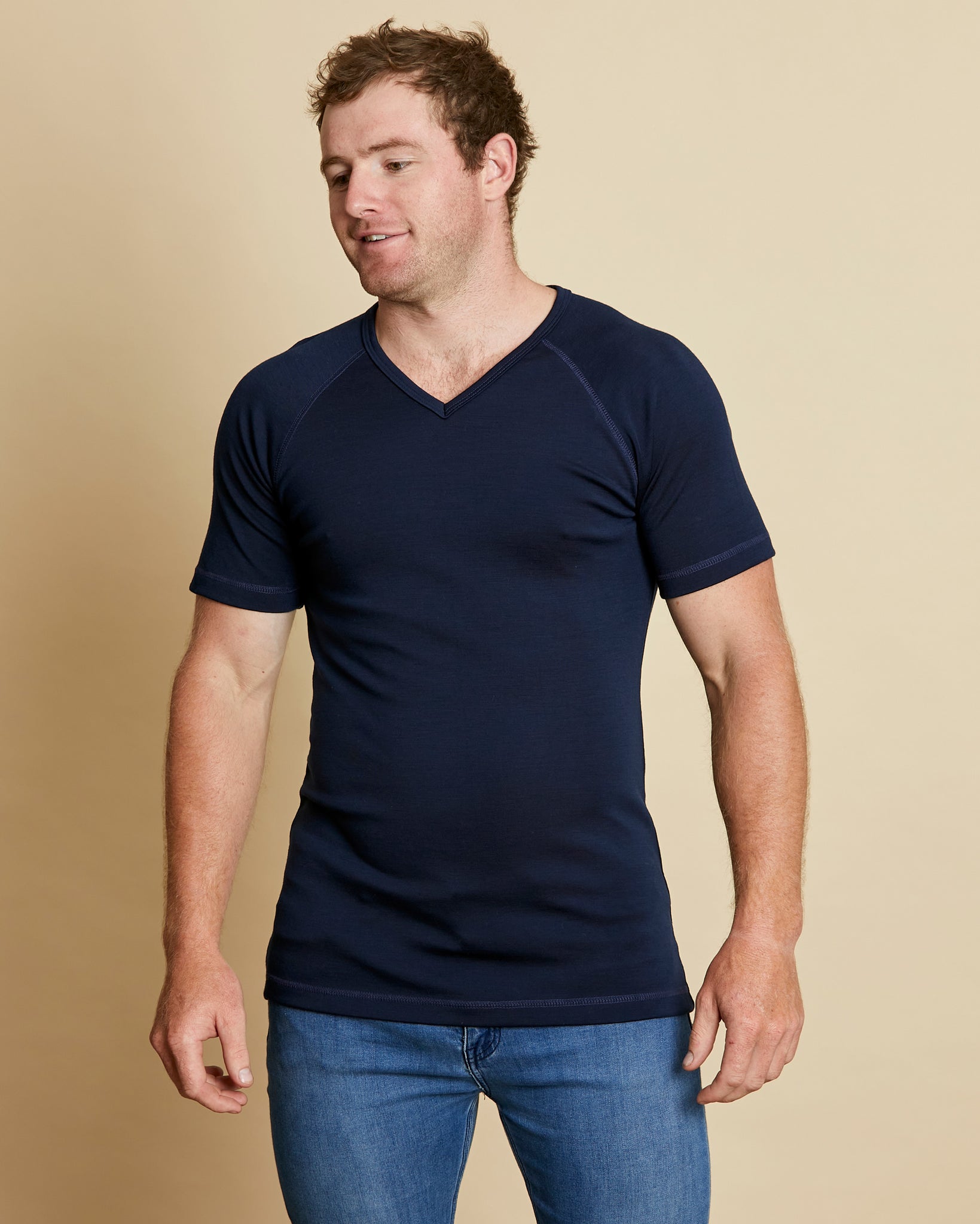 Australian Merino Wool Short Sleeve V Neck for men – Woolerina